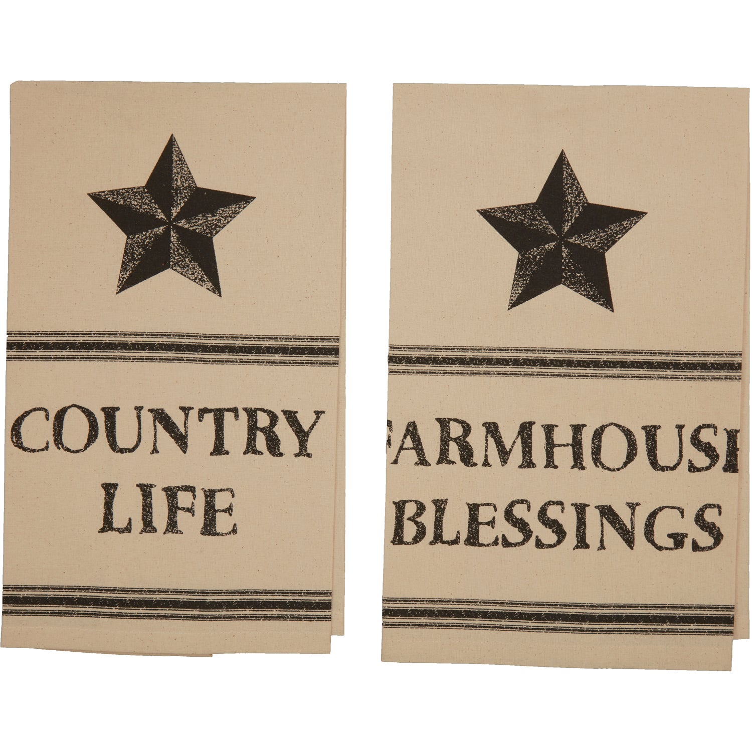 Farmhouse Star Unbleached Muslin Natural Tea Towel Set - Olde Glory