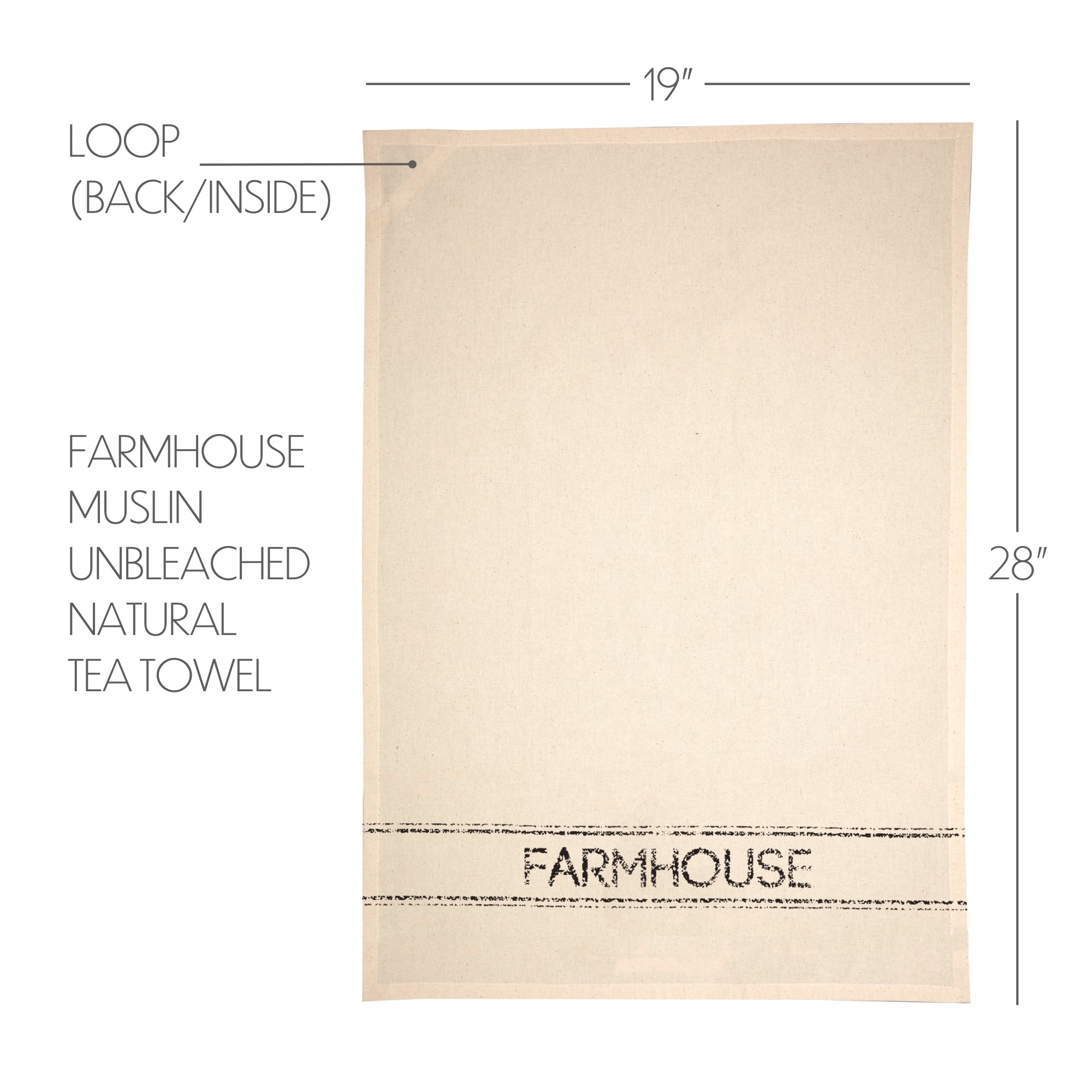 Sawyer Mill Charcoal Farmhouse Unbleached Muslin Natural Tea Towel ...
