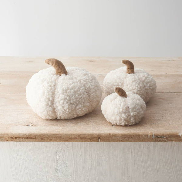 White Sherpa Pumpkin | American Autumn and Halloween Decorations UK ...